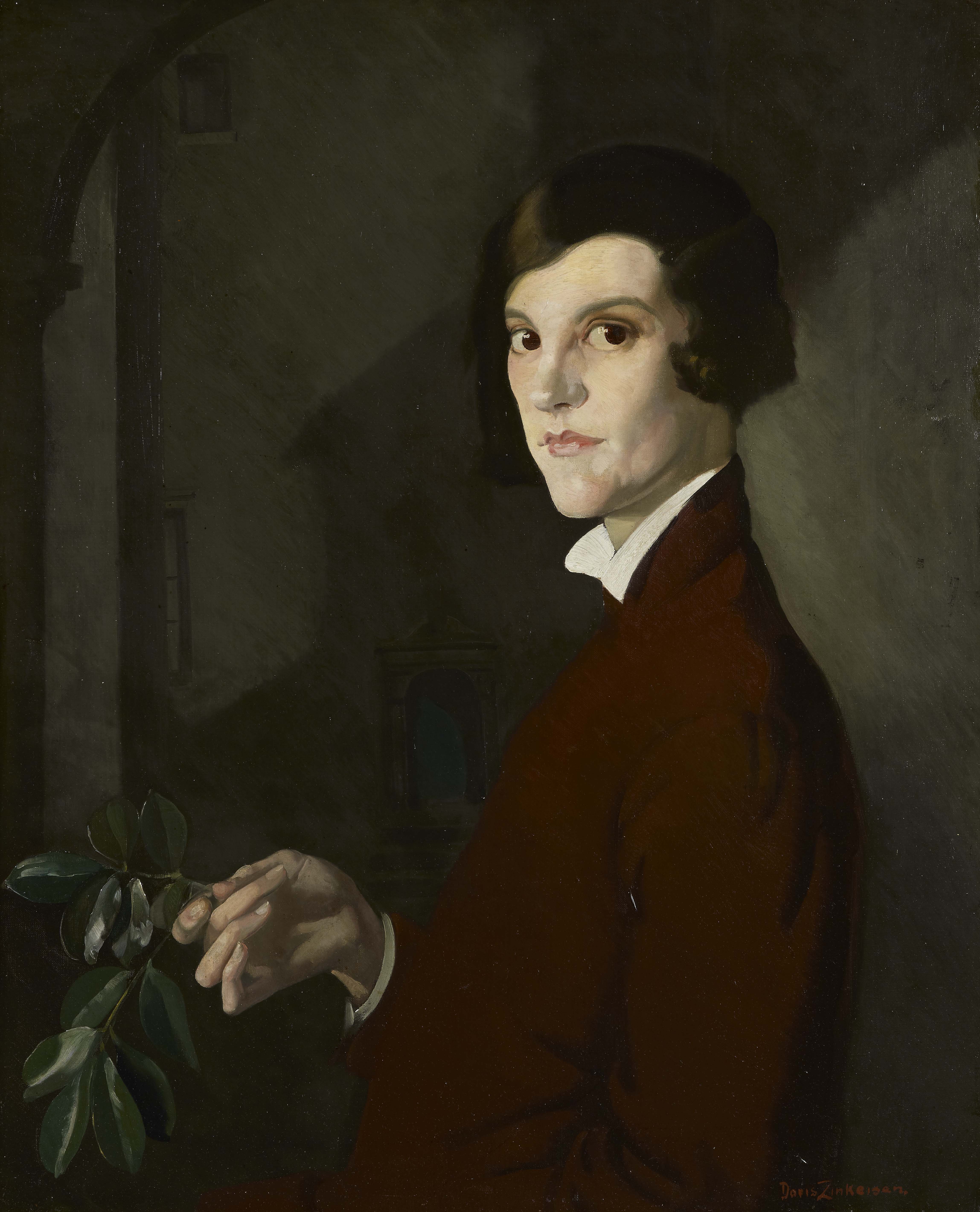 Portrait of Miss Edith Weaver holding a laurel branch